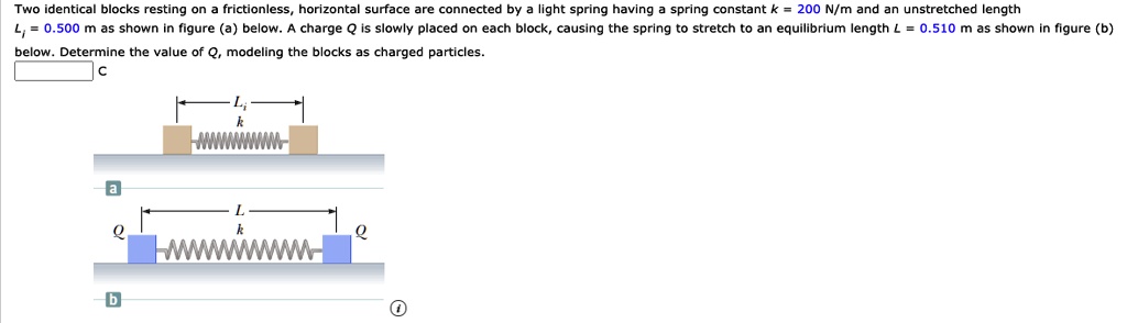 Two identical blocks resting on a frictionless, horizontal surface are connected by a light ...