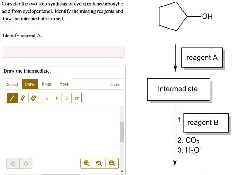 Consider the two-step synthesis of cyclopentanecarboxylic acid from ...