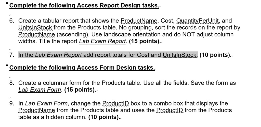 microsoft access easy questions complete the following access report ...