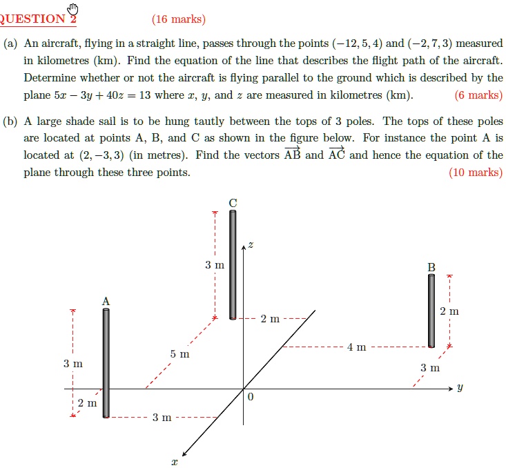 SOLVED: QUESTION (16 marks) An aircraft flying in a straight line ...