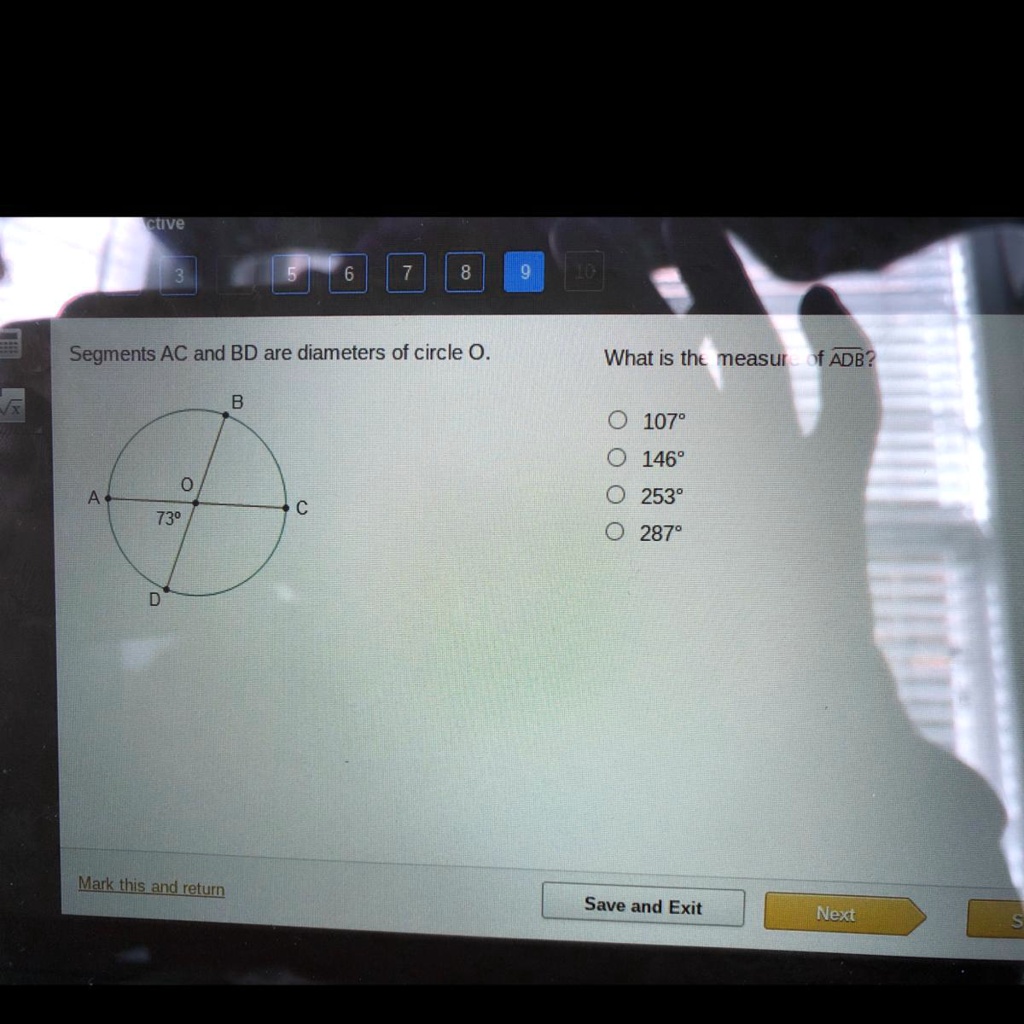 what is the measure of adb ctive segments ac and bd are diameters of ...