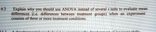 Solved 42 Explain Why You Should Use Anova Instead Of Several Tests To 8017