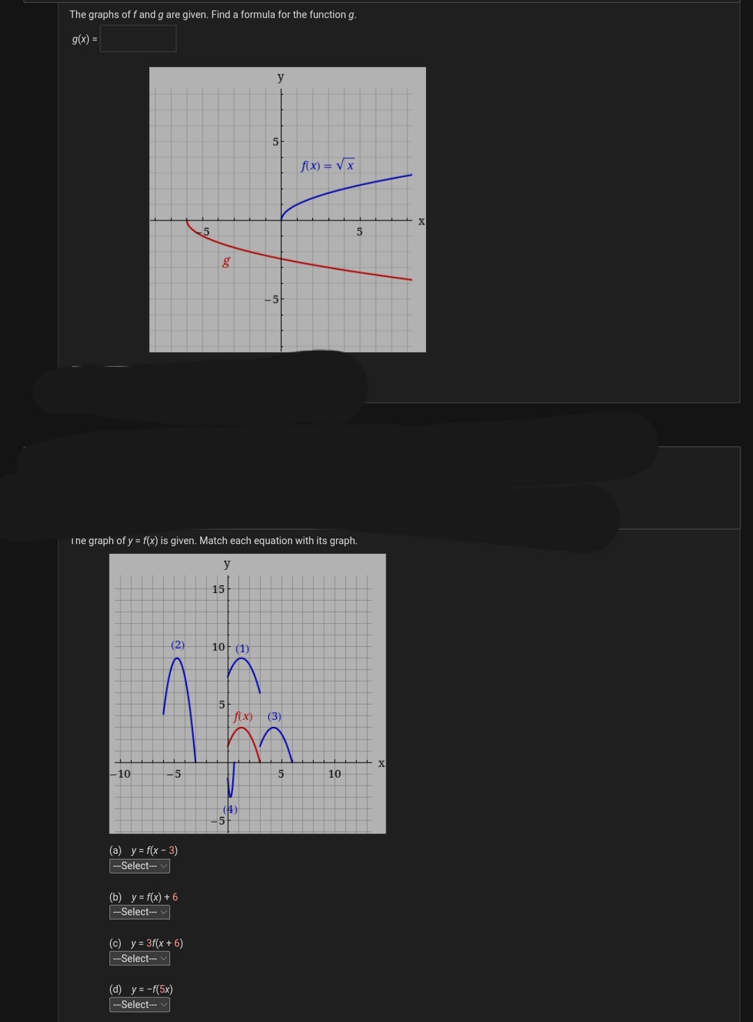 SOLVED: The graph of F and G are given find the formula for the ...