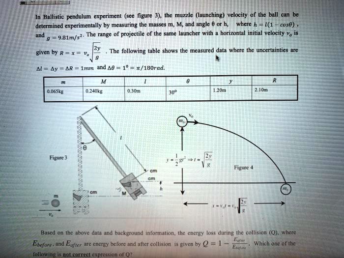 In Ballistic pendulum experiment (see figure 3), the muzzle (launching ...