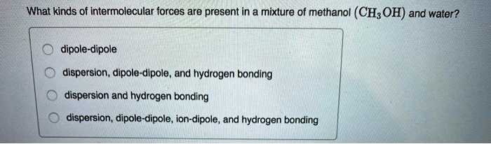 SOLVED: What kinds of intermolecular forces are present in mixture of ...
