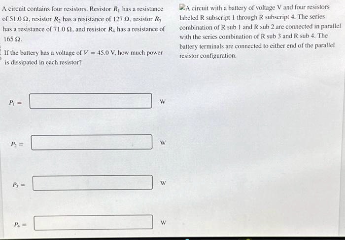 Solved A Circuit Contains Four Resistors Resistor R Has A Resistance Of 51 0resistor Rhas A
