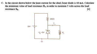 C. In the circuit shown below the knee current for the ideal Zener ...