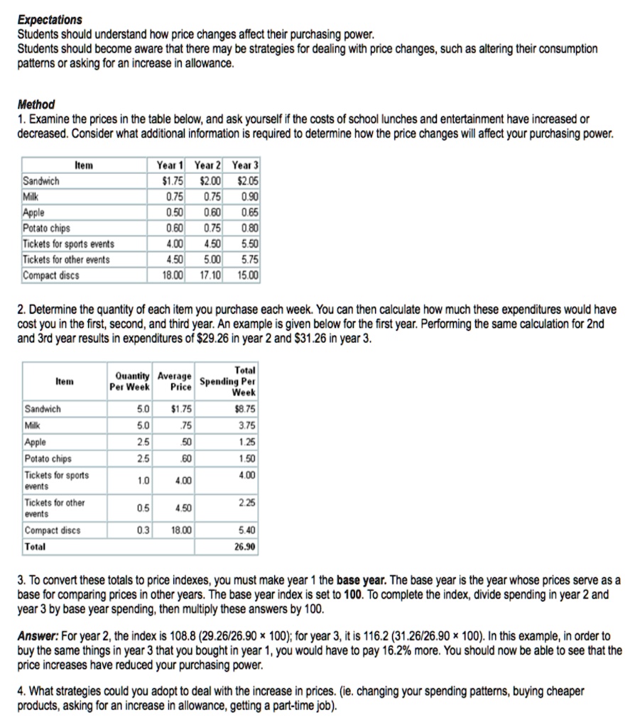 SOLVED: Expectations: Students should understand how price changes ...