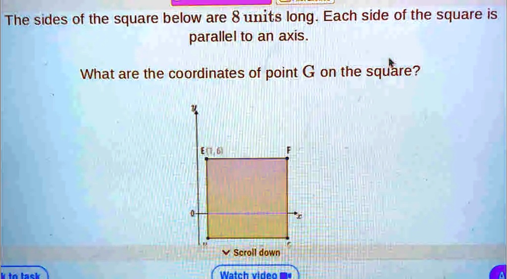 The sides of the square below are 8 units long. Each side of the square ...
