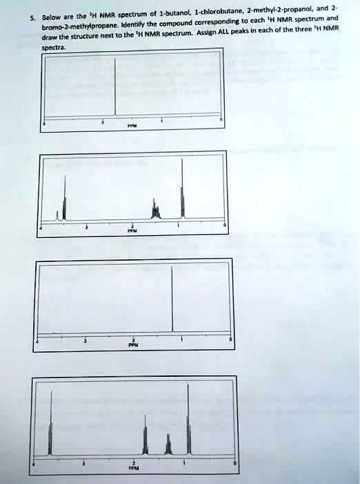 SOLVED: Below are the 1H NMR spectra of 1-butanol, 1-chlorobutane, 2-methyl-2-propanol, and 2 ...