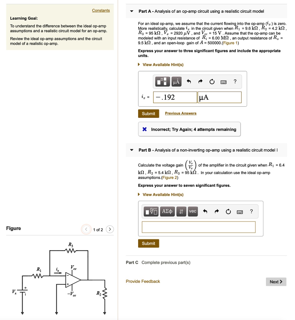 Constants Part A - Analysis of an op-amp circuit using a realistic circuit model For an ideal op ...