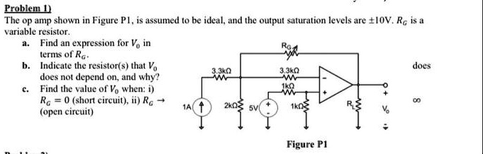 SOLVED: Problem 1) The op-amp shown in Figure P1 is assumed to be ideal, and the output ...