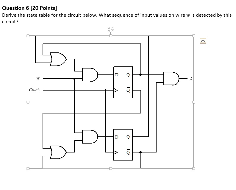 Question 6 [20 Points] Derive the state table for the circuit below. What sequence of input ...