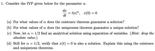 consider the ivp given below for the parameter dt tzl i 0 for what ...