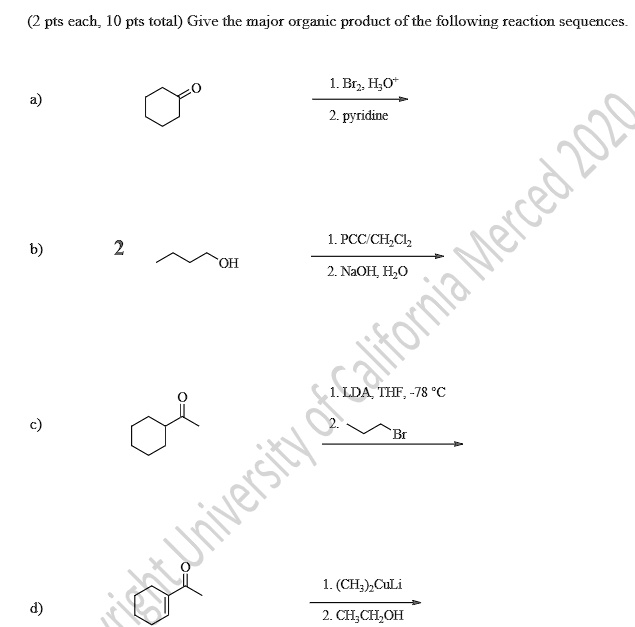 SOLVED: Give the major organic product of the following reaction sequences: 1. Br2 + H2O2 ...