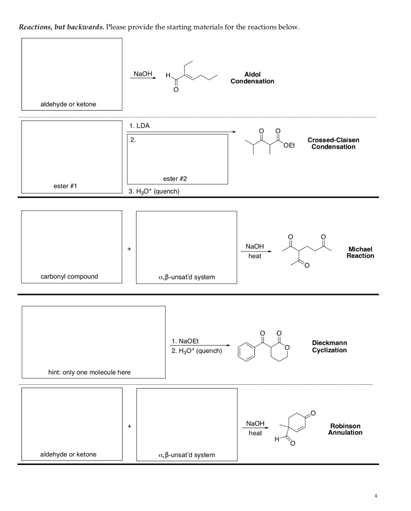 SOLVED:Reactions, but backwards Please provide the starting materials ...