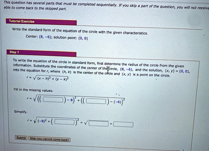 SOLVED: This question has several parts that must be completed sequentially. If you skip a part ...