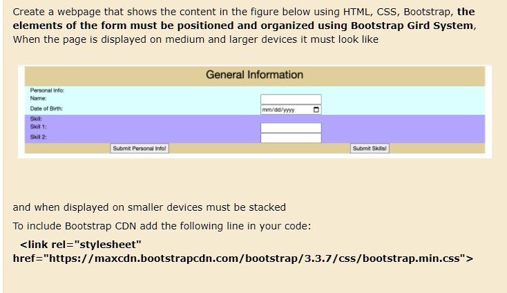 Create a webpage that shows the content in the figure below...