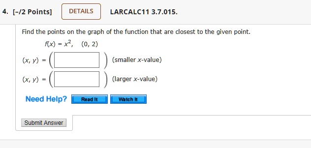 2 points details larcalct1 37015 find the points on the graph of the function that are closest ...