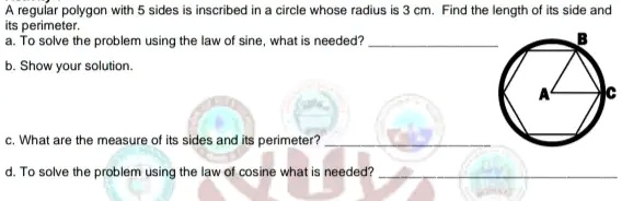 SOLVED: regular polygon with sides inscribed in a circle whose radius perimeter. a. To solve the ...