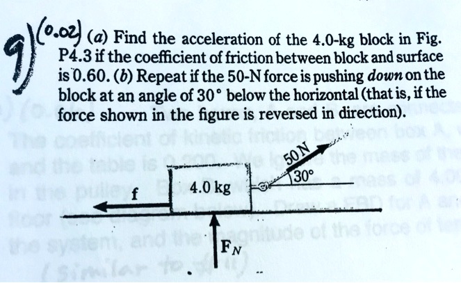 SOLVED: (0.02) (a) Find the acceleration of the 4.0-kg block in Fig: 9 P4.3 if the coefficient ...
