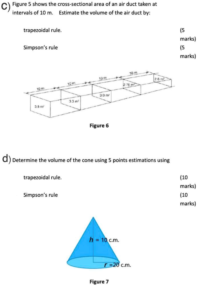 SOLVED: Figure 5 shows the cross-sectional area of an air duct taken at intervals of 10 m ...