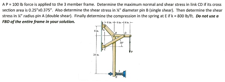 [GET ANSWER] a p 100 lb force is applied to the 3 member frame ...