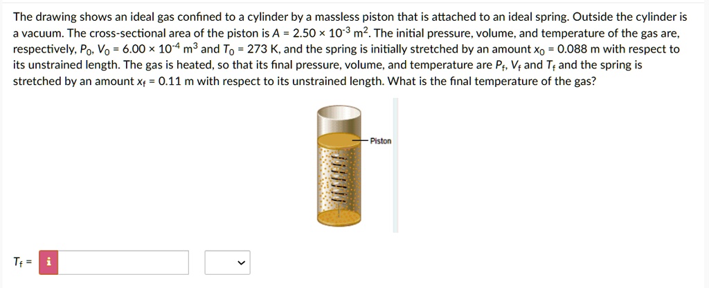 SOLVED: The drawing shows an ideal gas confined to a cylinder by ...