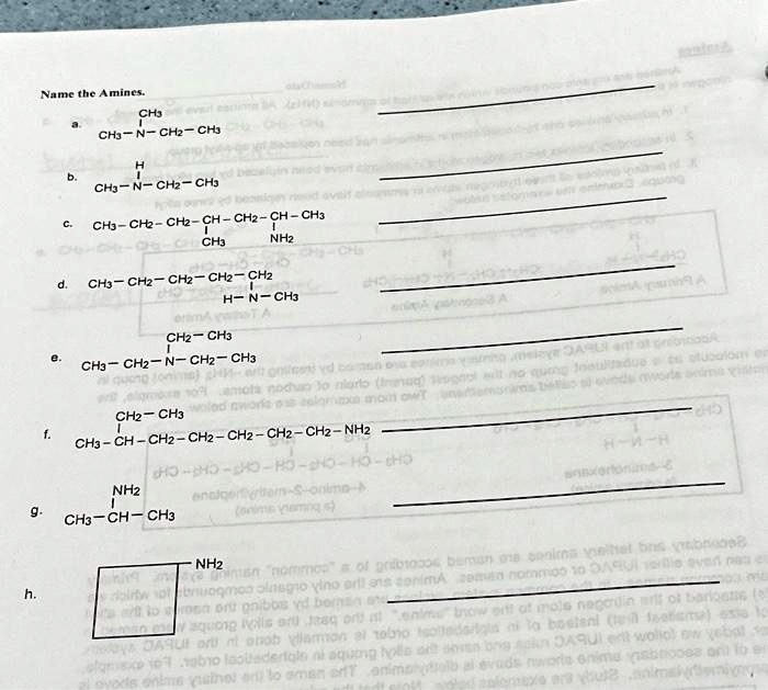 SOLVED: Name the Amines. a. CH3 b. CH3-N-CH2-CH3 c. CH3-N-CH3 d. CH3 ...