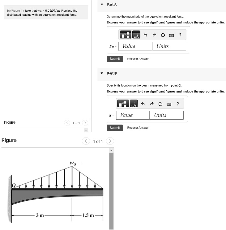 SOLVED: Part A In (Figure 1), take that w(0)=6.0k(N)/(m). Replace the ... SOLVED: Part A In (Figure 1), take that w(0)=6.0k(N)/(m). Replace the ...
