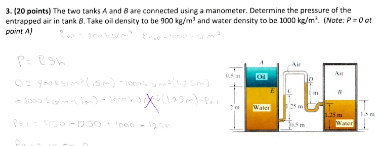320 points the two tanks a and b are connected using a manometerdetermine the pressure of the ...