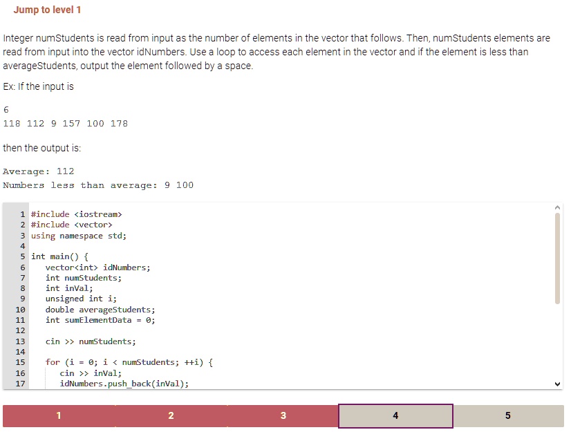 Jump to level 1 Integer numStudents is read from input as...