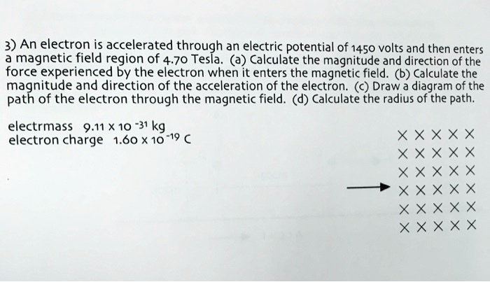Solved 3 An Electron Is Accelerated Through An Electric Potential Of