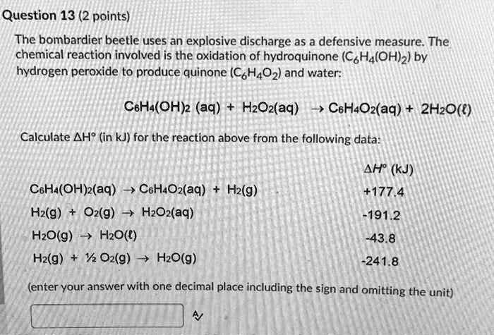SOLVED: Question 13 (2 points) The bombardier beetle uses an explosive ...
