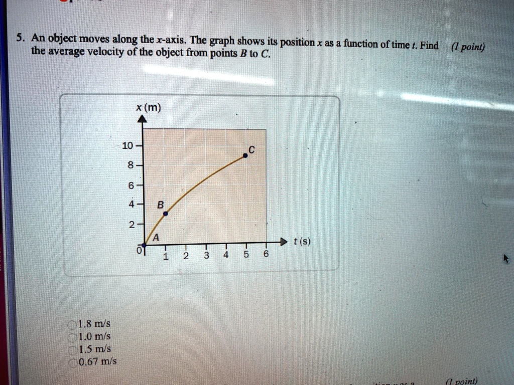 SOLVED: An object moves along the x-axis. The graph shows its position x as a function of time t ...
