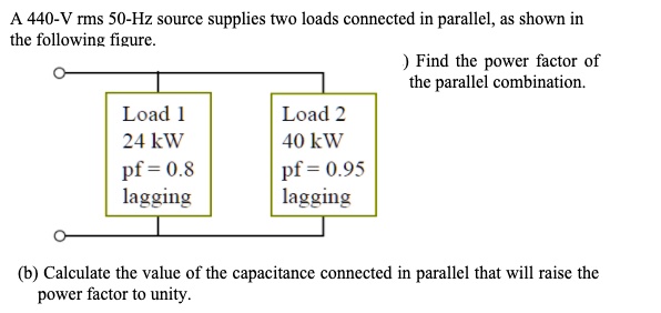 SOLVED: A 440-V rms 50-Hz source supplies two loads connected in parallel, as shown in the ...