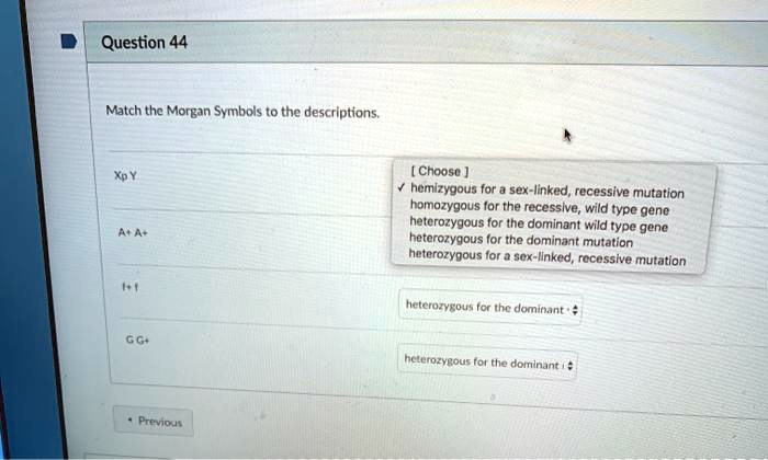 question 44 match the morgan symbols t0 thc descriptions chooso ...