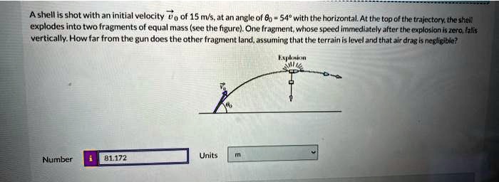 Solved A Shell Is Shot With An Initial Velocity Of 15 Ms At An Angle Of 54° With The 3654