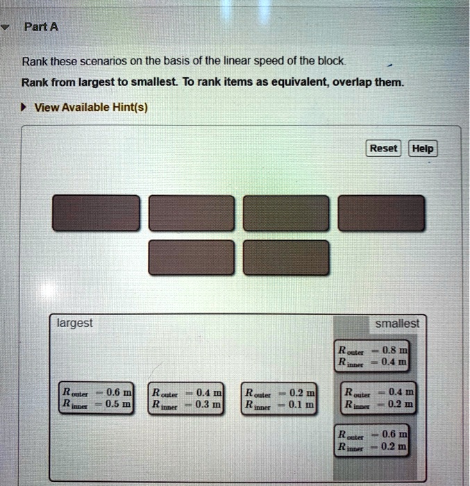 SOLVED: I did this ranking, and got the answer wrong. PartA Rank these scenarios on the basis of ...