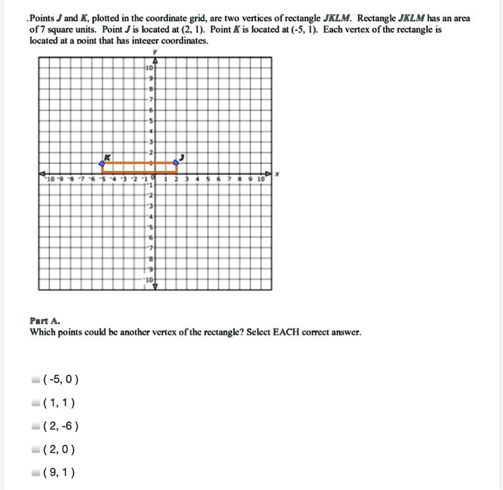 SOLVED: HELP ME PLEASEEEEEEEEEE SELECT ALL CORRECT Points J and K, plotted in the coordinate ...