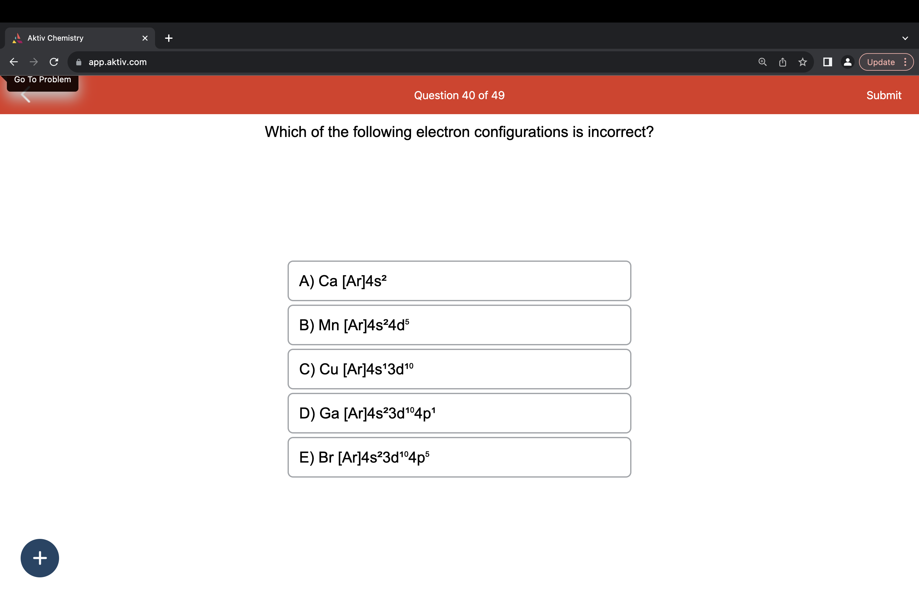 SOLVED: Aktiv Chemistry ←→ C app.aktiv.com Go To Problem Question 40 of ...