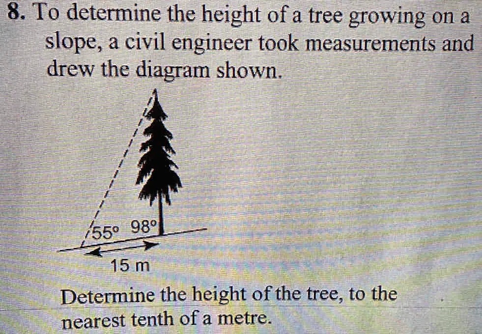 8 to determine the height ofa tree growing 0n a slope a civil engineer ...