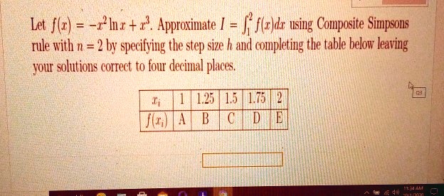 let fw iphz 27 approximate 6 fcjac using composite simpsons rule with n ...