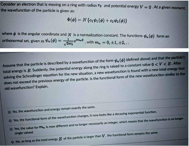 SOLVED: Consider an electron that is moving on a ring with radius R0 ...