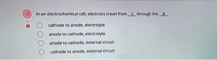 SOLVED: In an electrochemical cell, electrons travel from the cathode ...