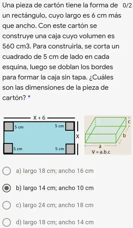 una pieza de carton tiene la forma de 02 un rectangulo cuyo largo es 6 ...