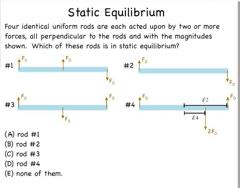 SOLVED: Static Equilibrium Four identical uniform rods are each acted ...