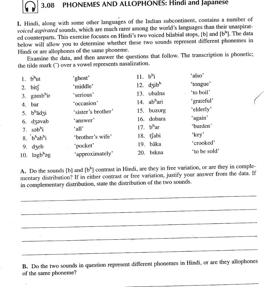 308 phonemes and allophones hindi and japanese i hindi along with some ...