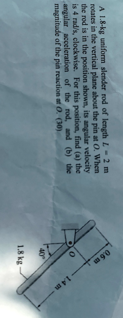 a 18 kg uniform slender rod of length l2m rotates in the vertical plane ...