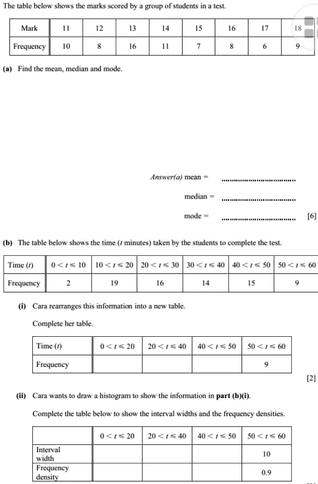 the table below shows the marks scored by group of students in 4 iest ...
